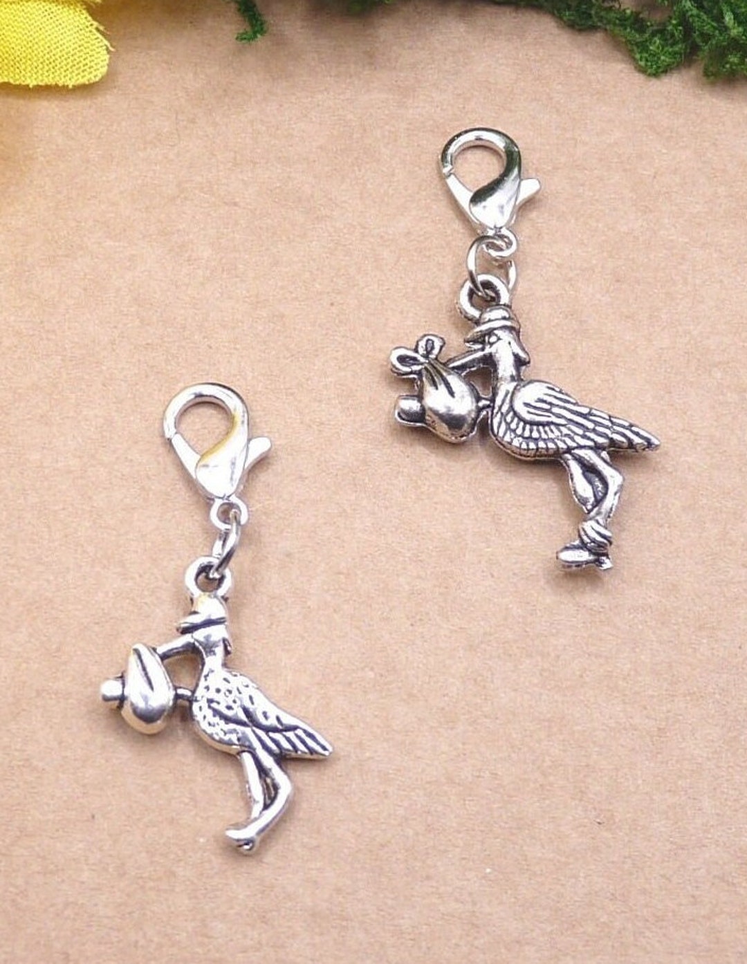 Stork With Diaper, Pendant With Carabiner, Charms, Baby, Child Born ...