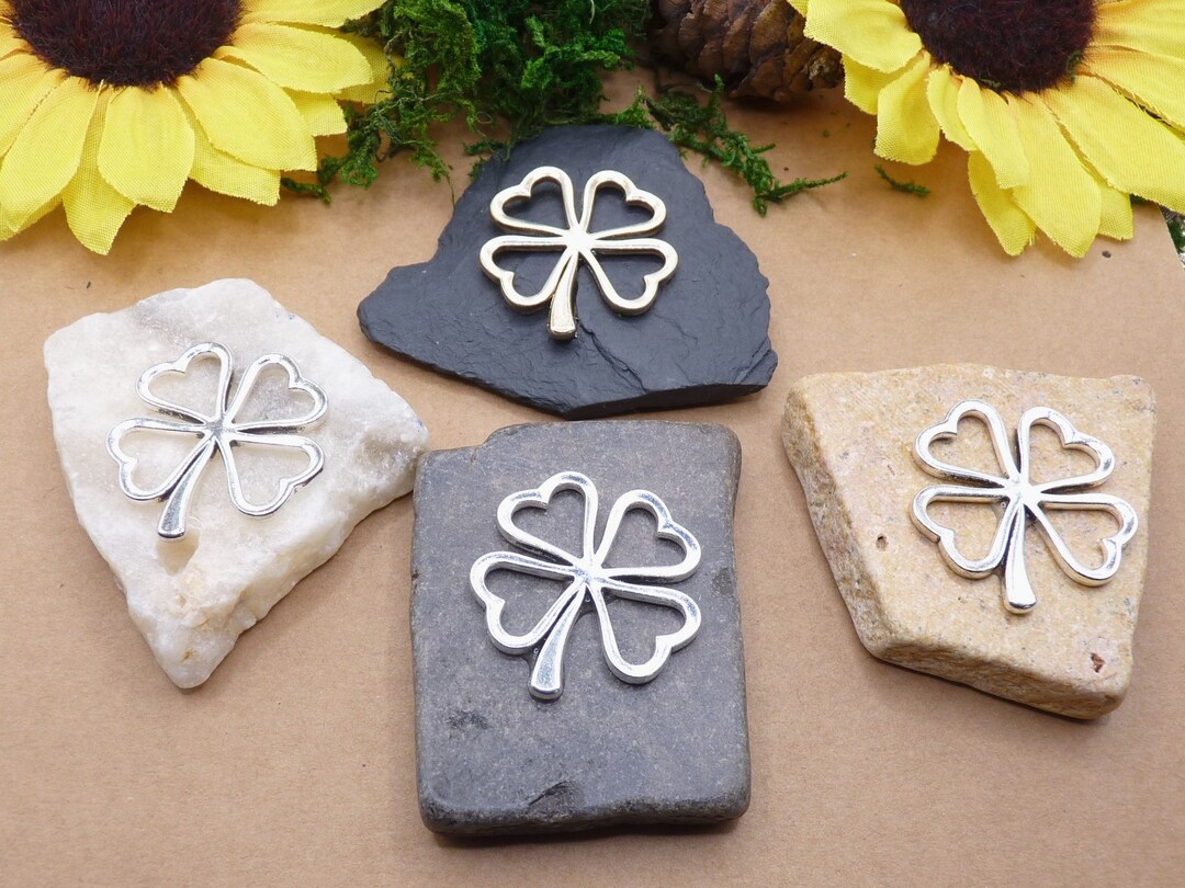 Cloverleaf Silver on Natural Stone Clover on Stone Lucky - Etsy