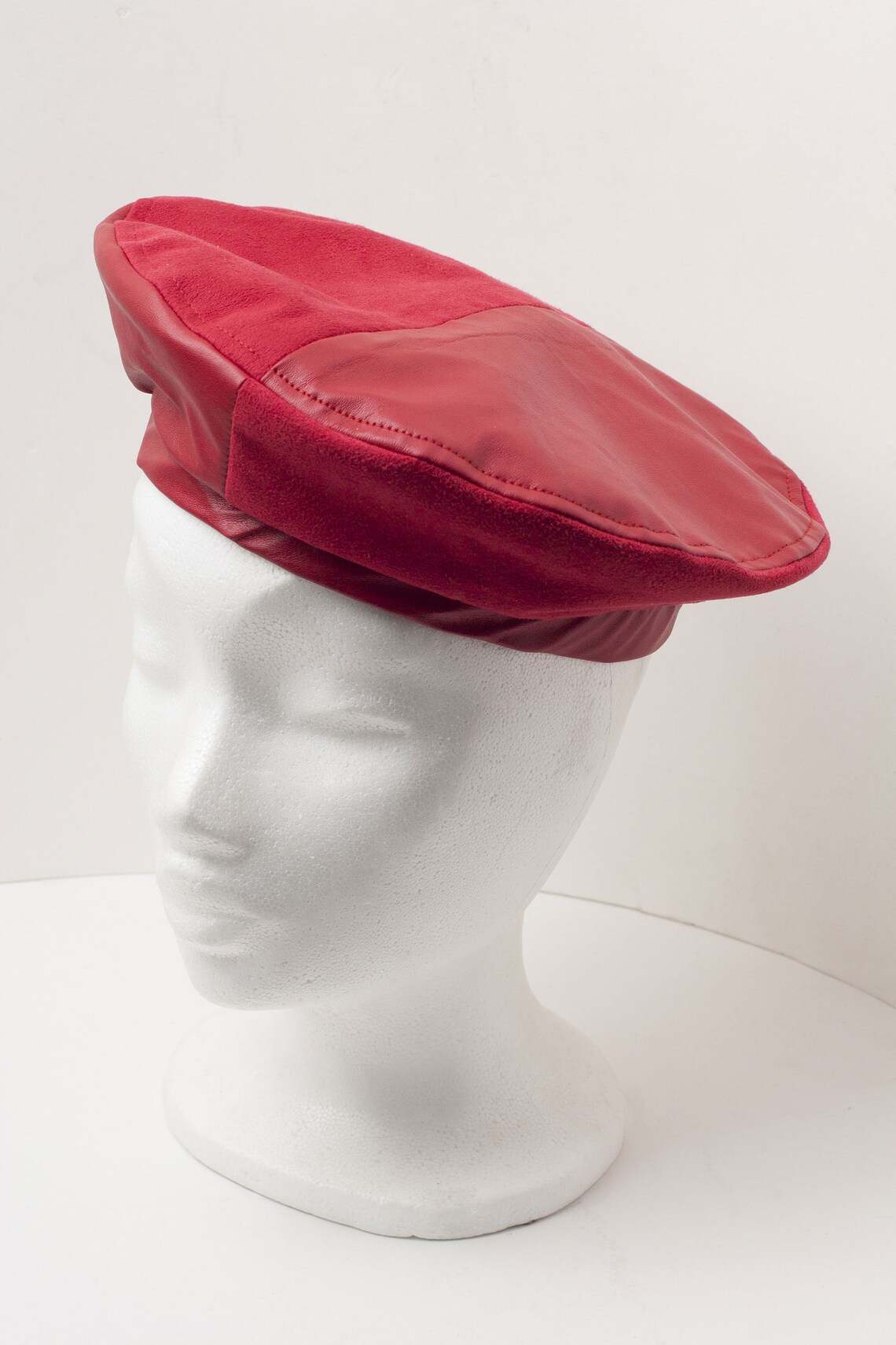 Red Vinyl Hat French Beret Handmade - Etsy