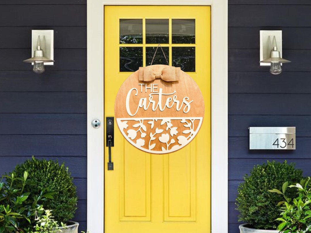 Front Door Hanger | Personalized Door Decor | Last Name Sign | Front ...