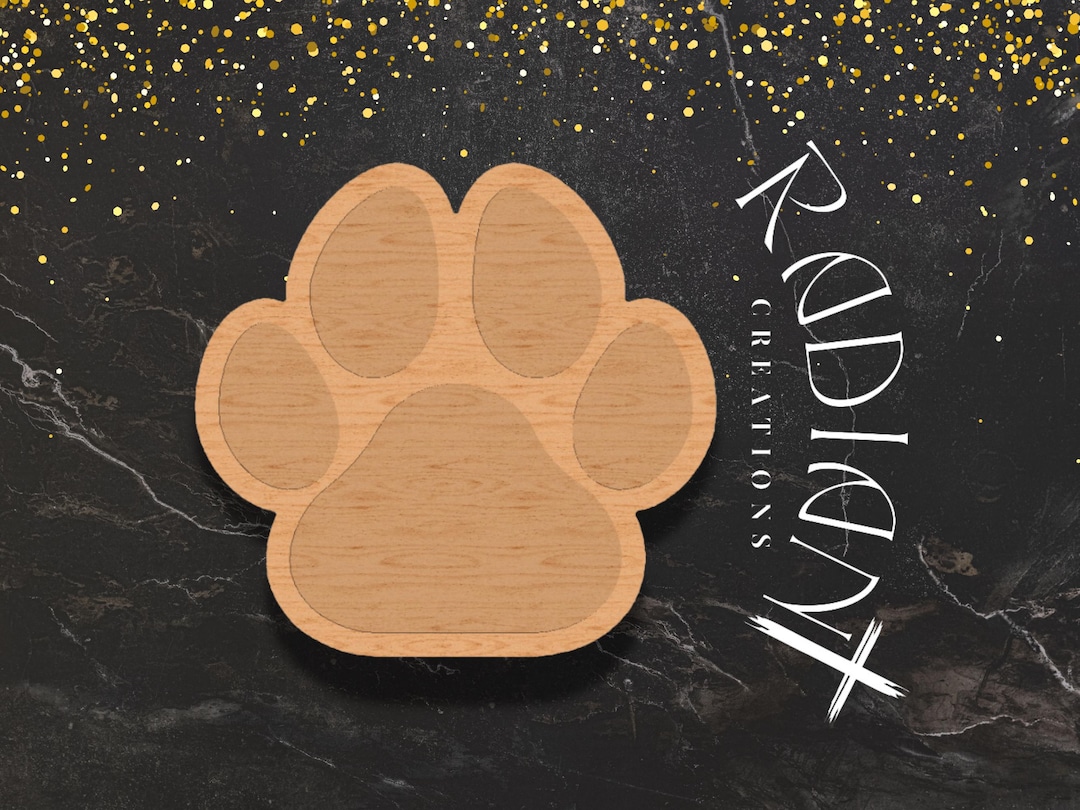 Paw Print Cutout for DIY Door Hanger - Wooden Paw Shape for Painting ...