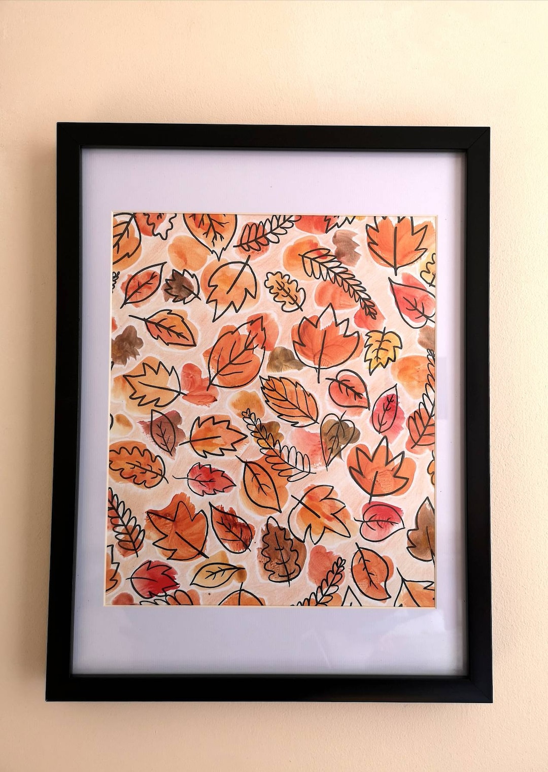 Illustrated Autumn Leaves Wall Print - Etsy