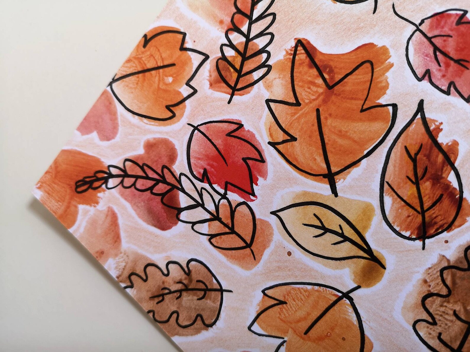 Illustrated Autumn Leaves Wall Print - Etsy