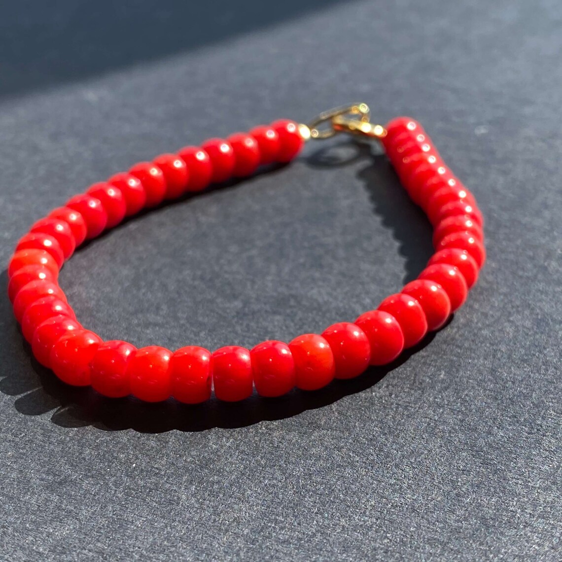 Red Coral Choker Necklace, Gold Plated Sterling Silver Dainty Necklace ...