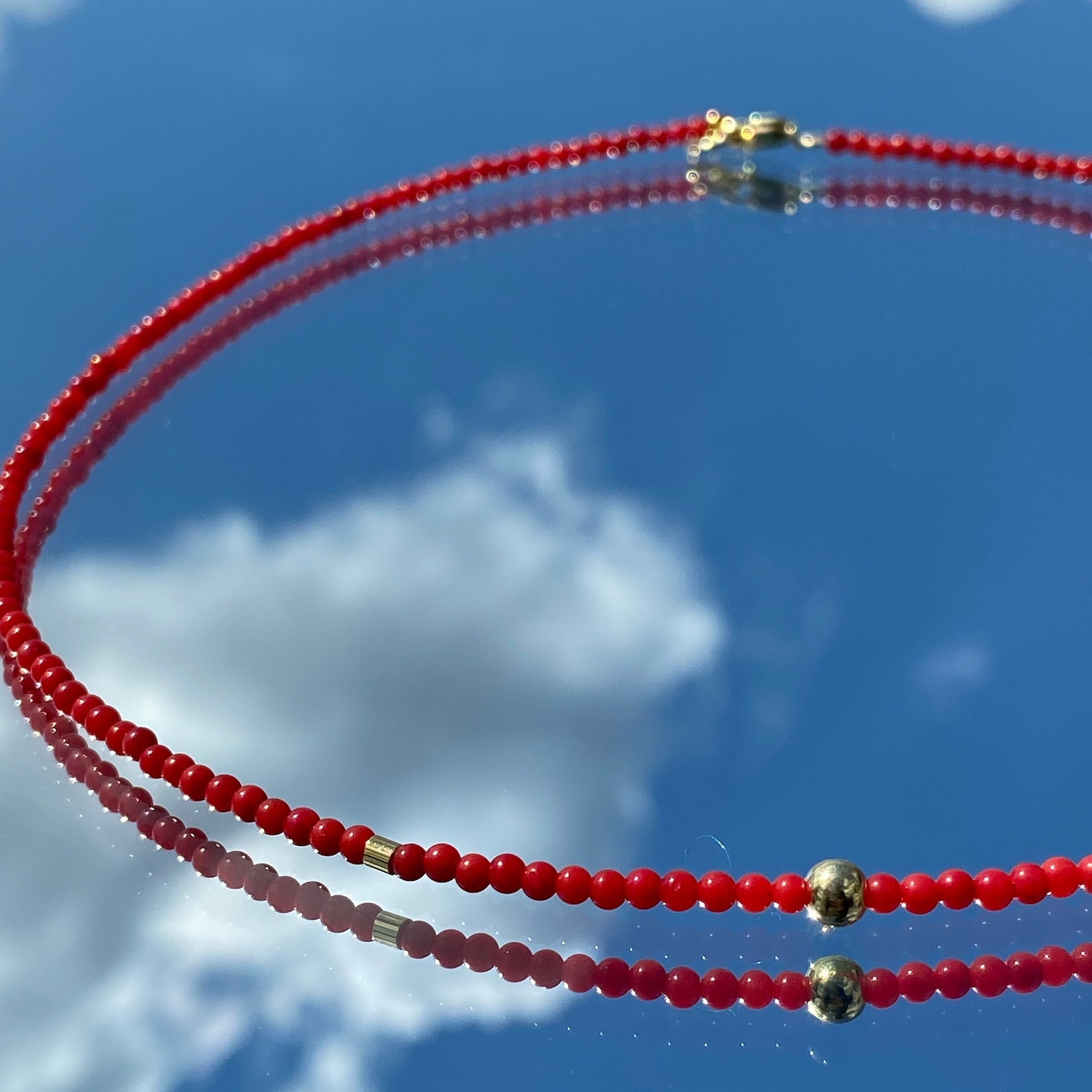Red Coral Choker Necklace, Gold Plated Sterling Silver, Dainty Gift - Etsy