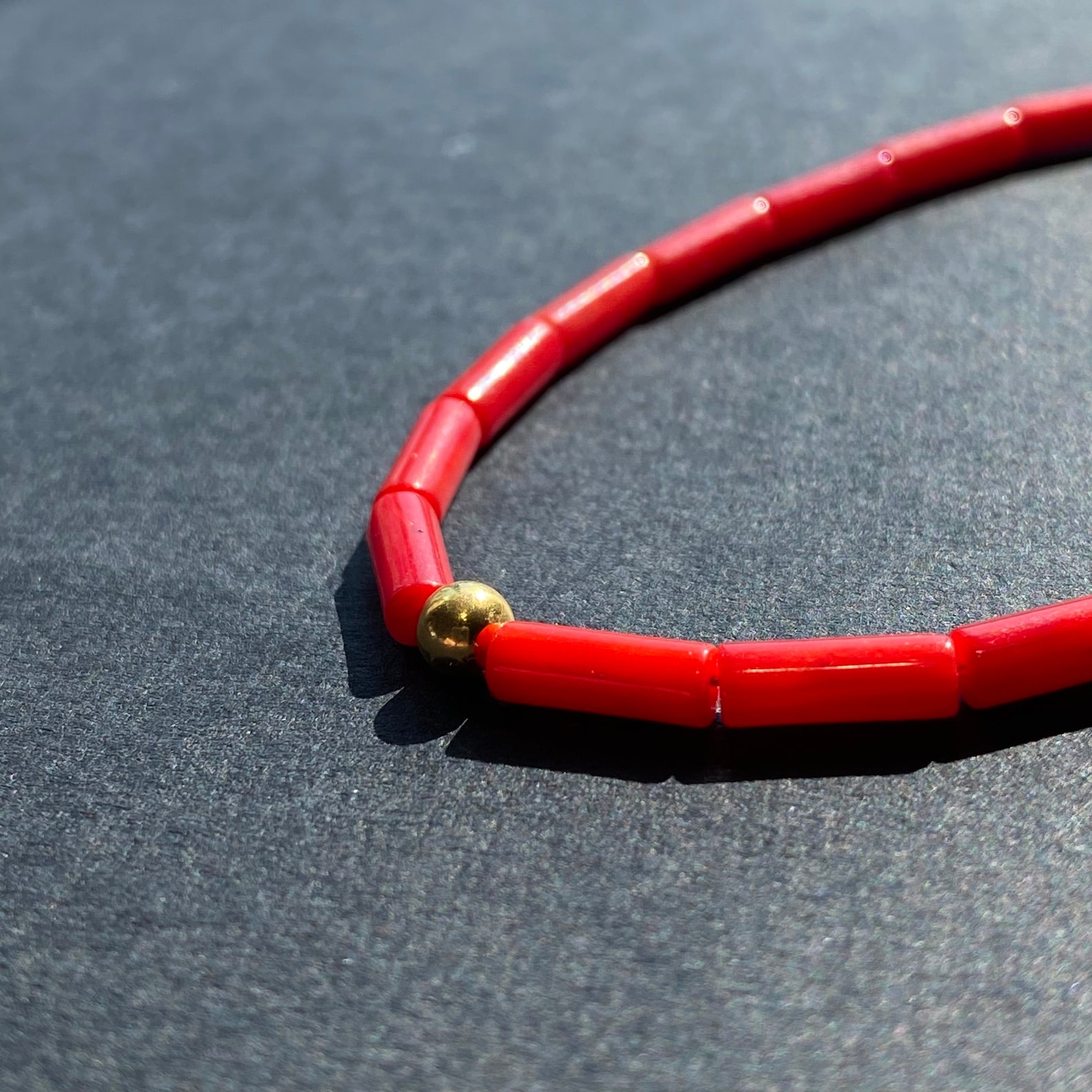 Red Coral Choker Necklace, Gold Plated Sterling Silver Dainty Necklace ...