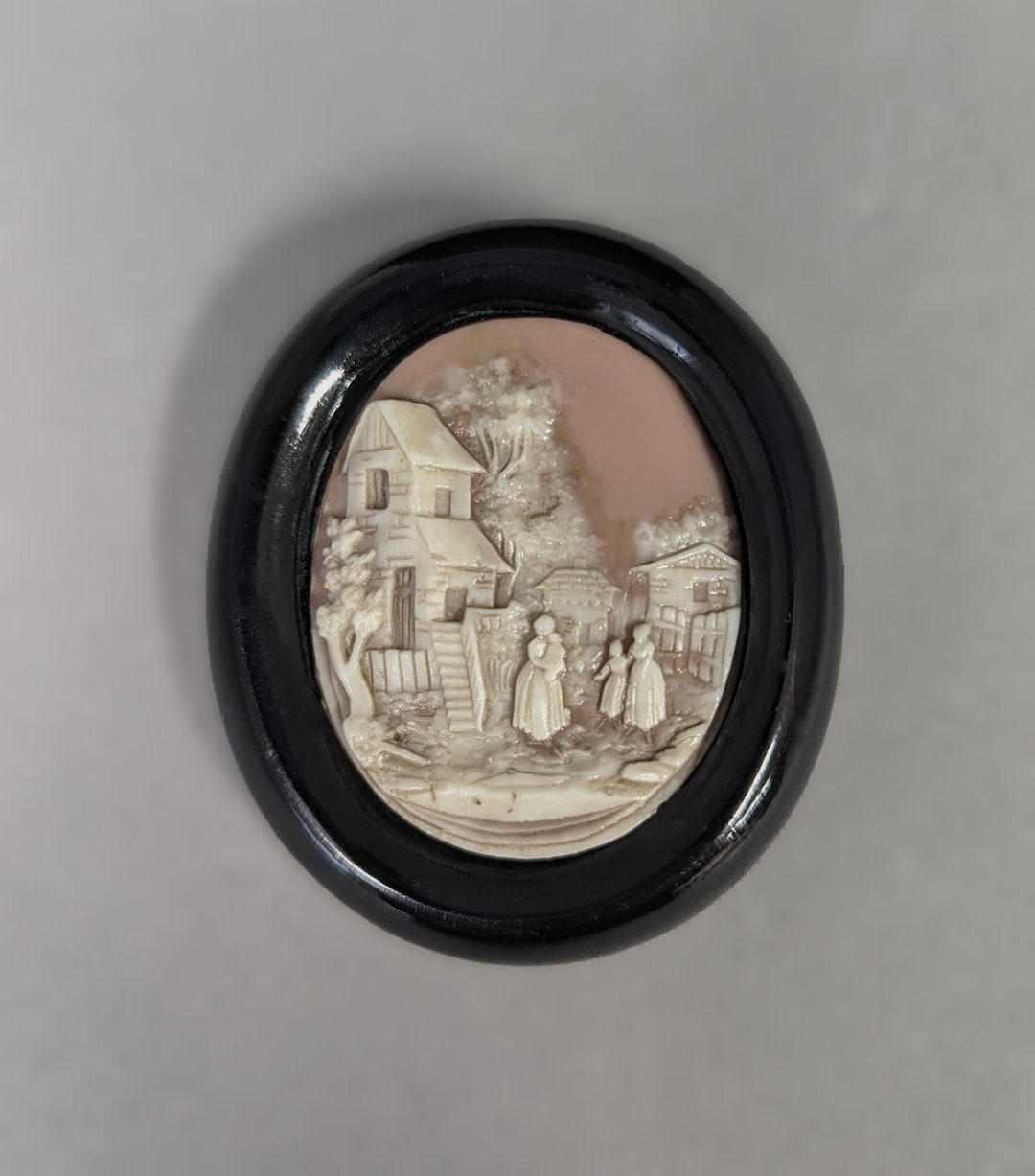 Village Cameo in Faux Jet Base - Etsy