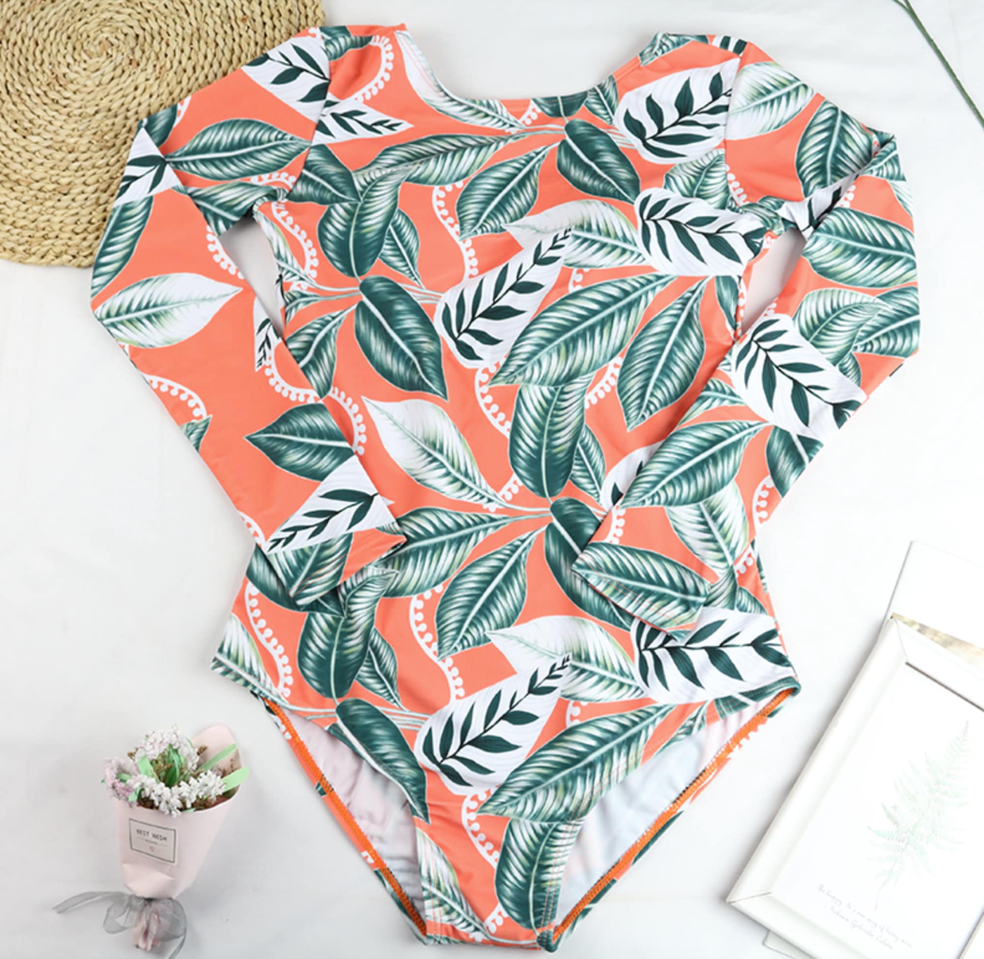 Women's Tropical Floral Unique Long Sleeve Rash Guard Swimsuit - Etsy