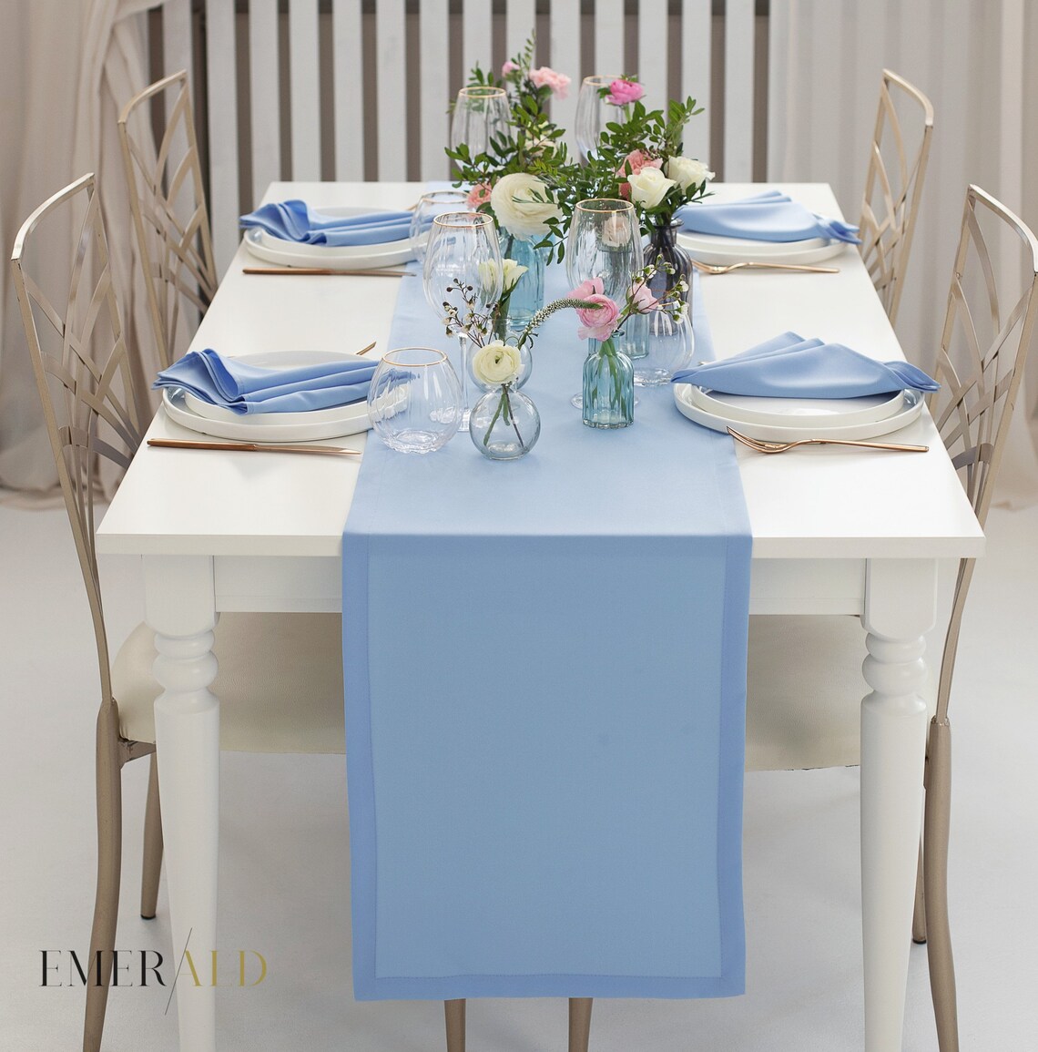 LIGHT BLUE BABY Blue Table Runner and Napkins Handmade - Etsy