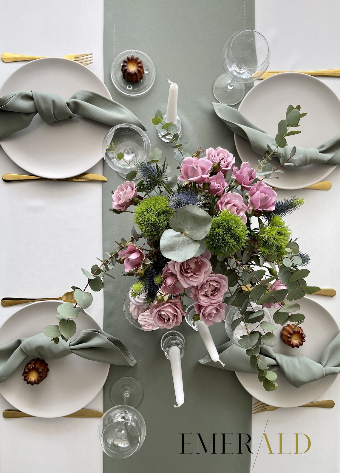 SAGE GREEN SET - Table Runner and Napkins - Handmade Table Set Décor - Etsy