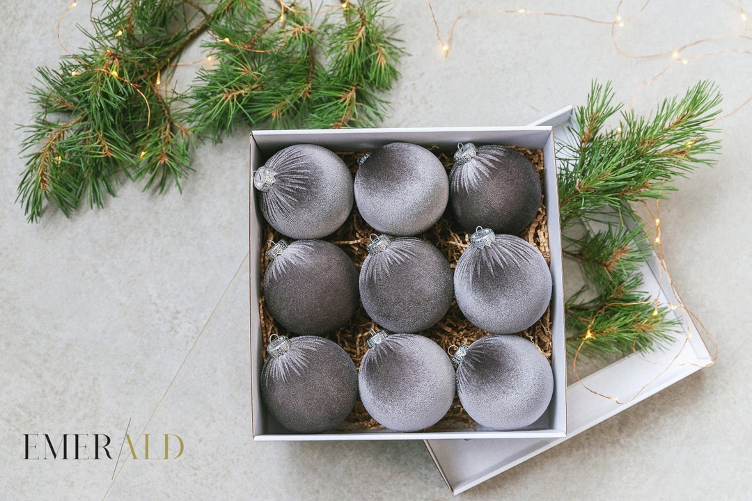 GREY CHRISMAS TREE - Decoration, Handmade Velvet Ornaments - Etsy