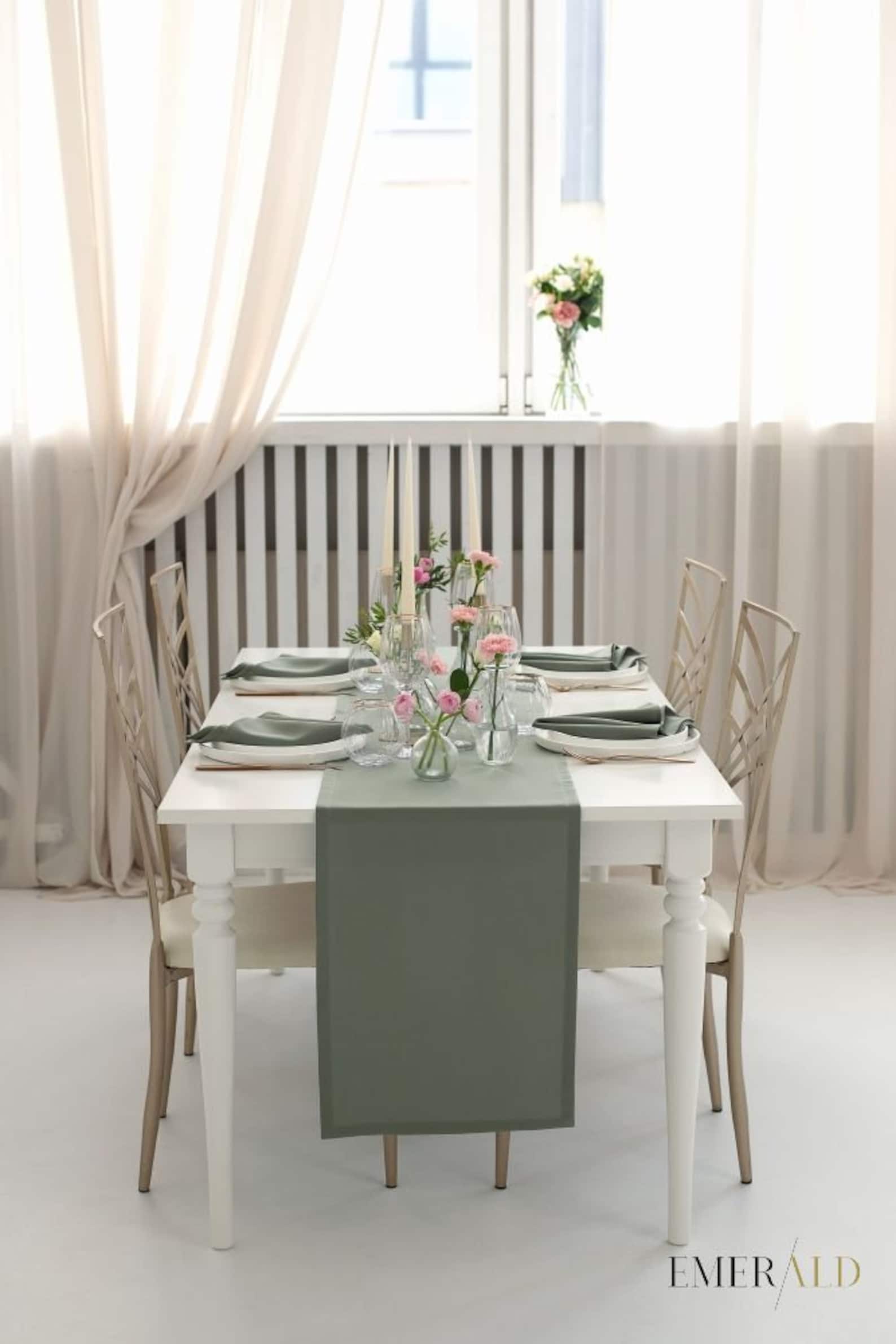 SAGE GREEN SET - Table Runner and Napkins - Handmade Table Set Décor - Etsy