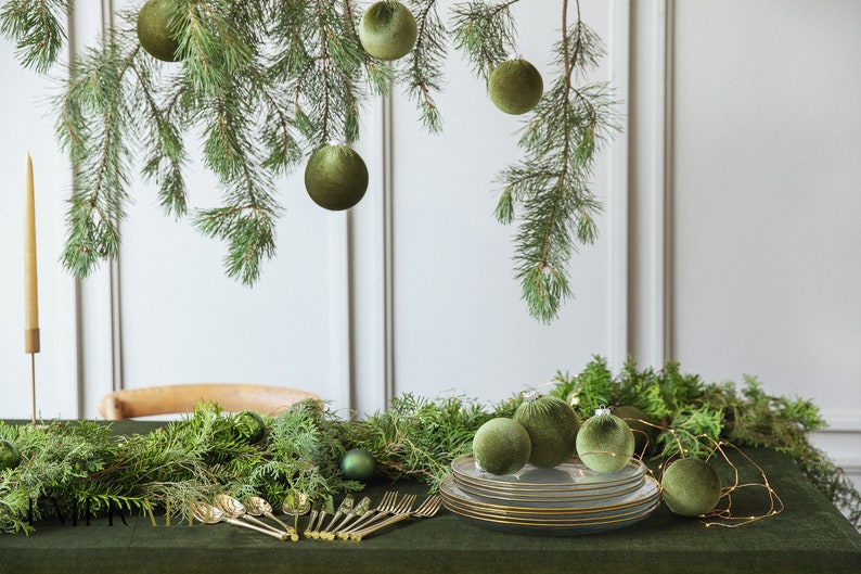 MOSS GREEN ORNAMENTS | Handmade Velvet Christmas Tree Decorations - Etsy