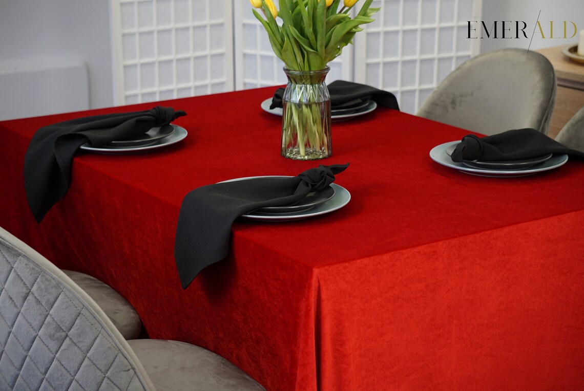 Red Velvet Tablecloth for Events, Weddings, Anniversary, Christmas ...