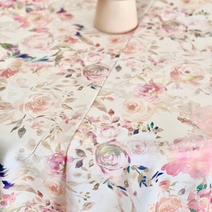Pink Rose Tablecloth - Round 134"/340cm - Hand Crafted Floral Garden ...