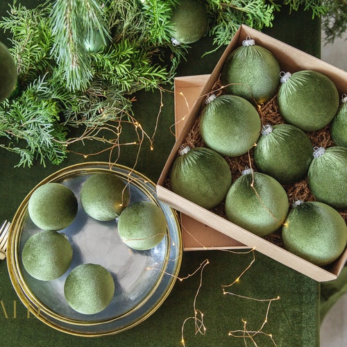 MOSS GREEN ORNAMENTS Handmade Velvet Christmas Tree - Etsy