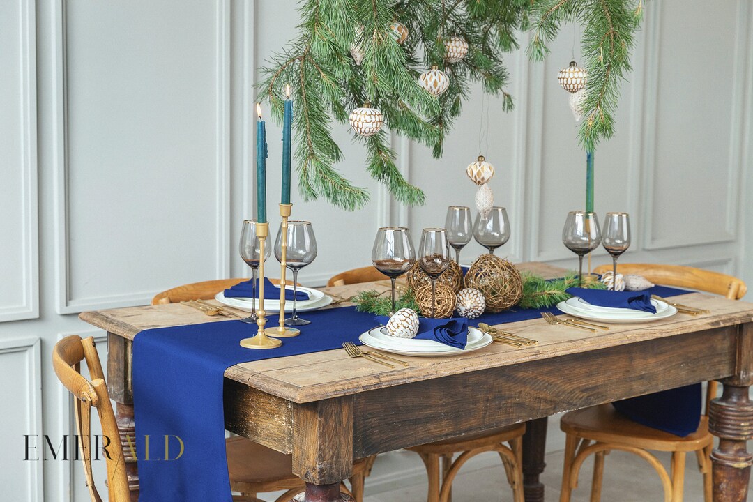 NAVY BLUE TEXTILE - Table Set - Handmade Decor - Etsy