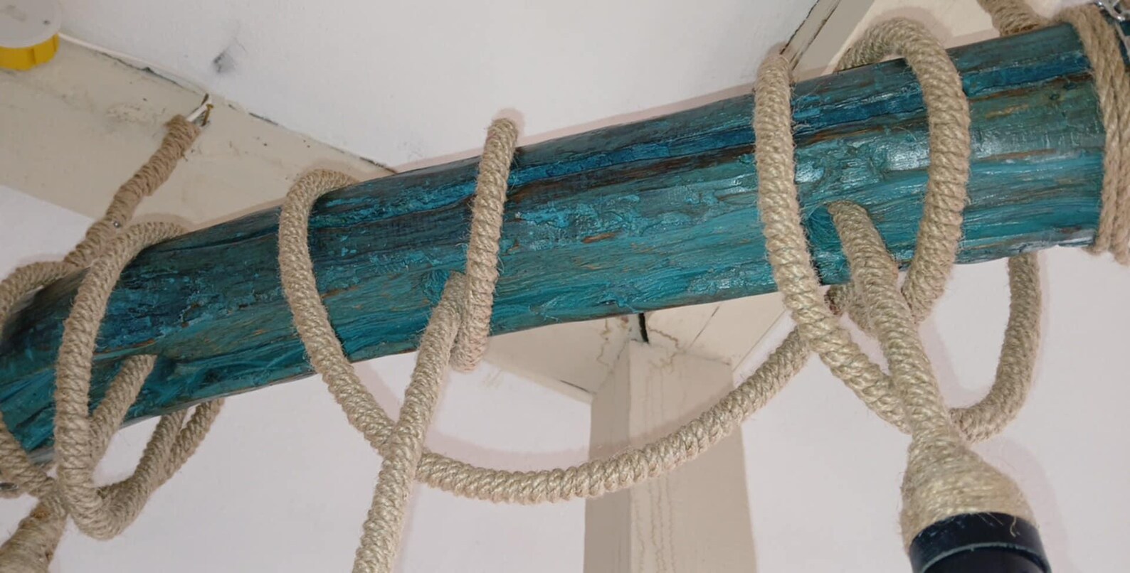Wooden Hanging Lamp in a Rustic Style, on Chains With Decorative Edison ...