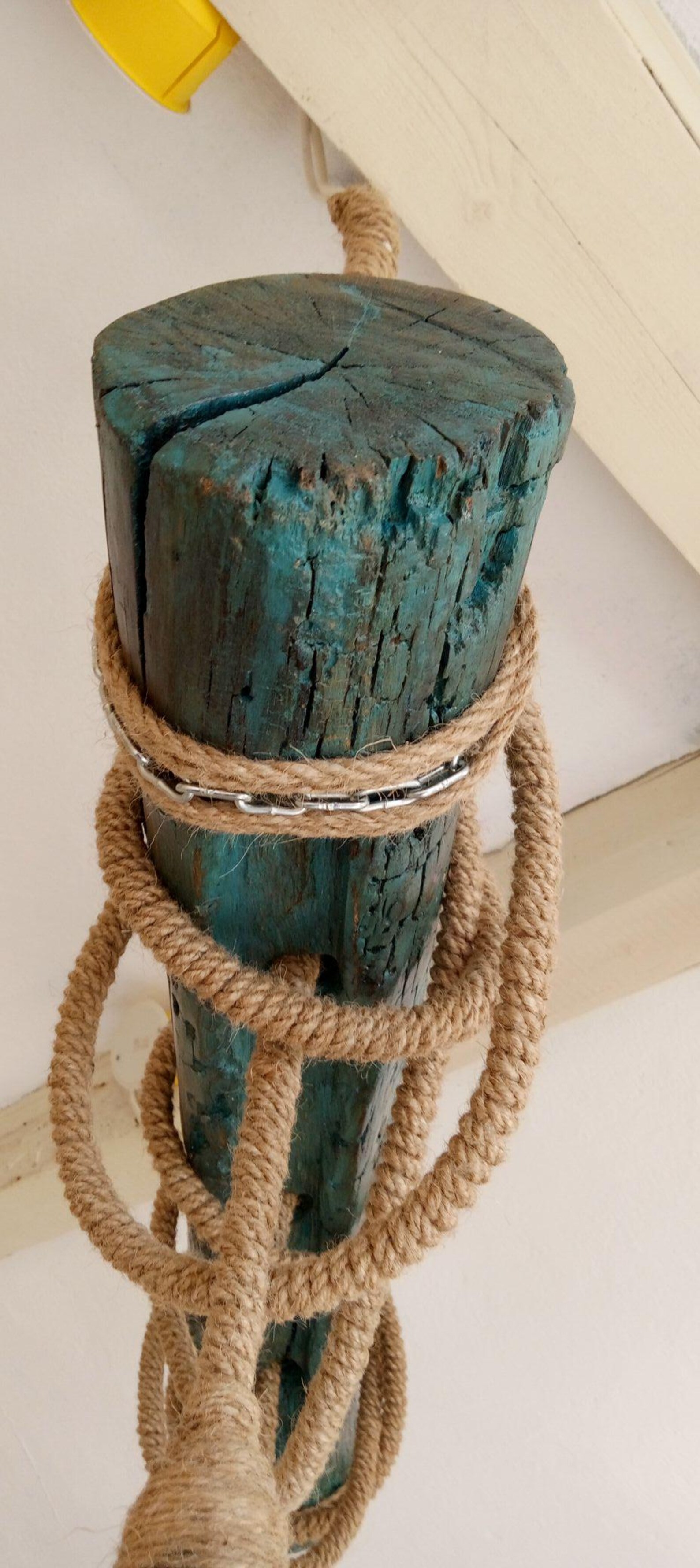 Wooden Hanging Lamp in a Rustic Style, on Chains With Decorative Edison ...