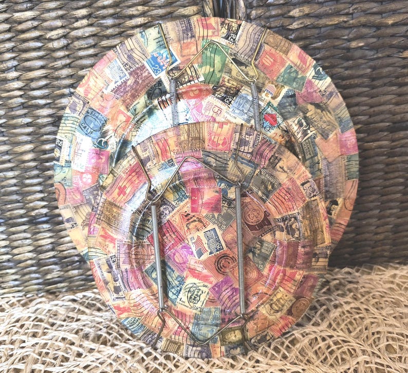 Vintage Decoupage Postage Stamp Plates, SET/2, EUC - Etsy