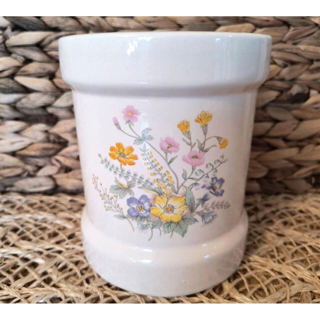 Vintage Wildflowers Floral Crock, Canister Base, Ceramic, EUC - Etsy