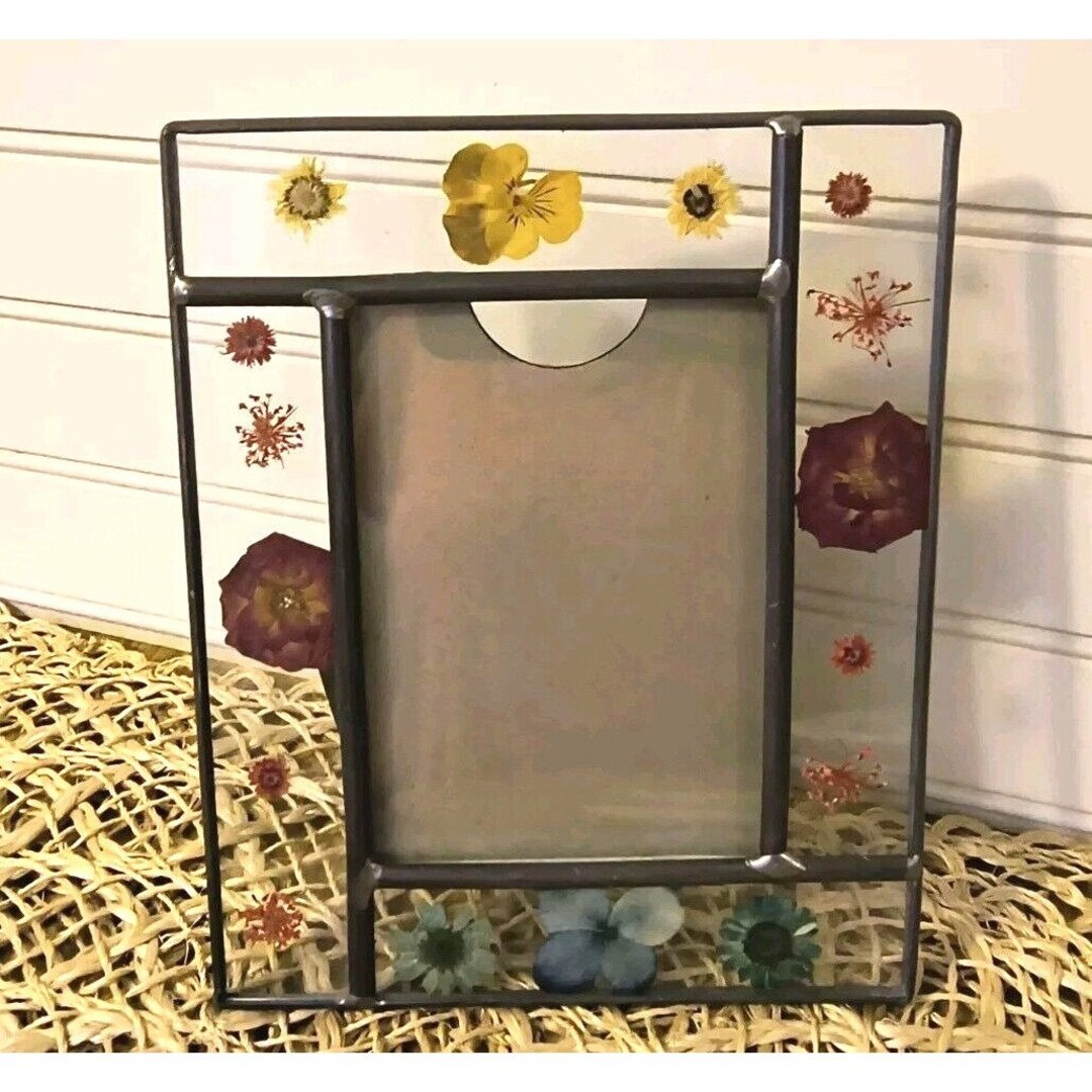 Vintage Glass Flower Frame, Real Dried Flowers, Boho, Floral, EUC - Etsy