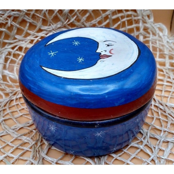 Vintage Anthropomorphic Moon Face Mexican Pottery Tri… - Gem