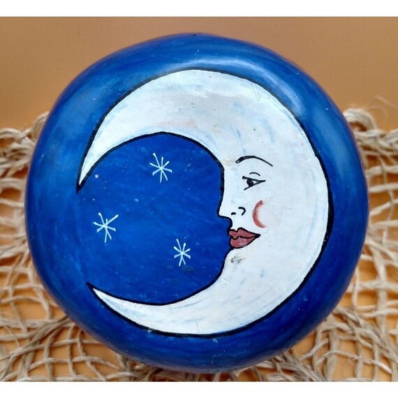 Vintage Anthropomorphic Moon Face Mexican Pottery Tri… - Gem
