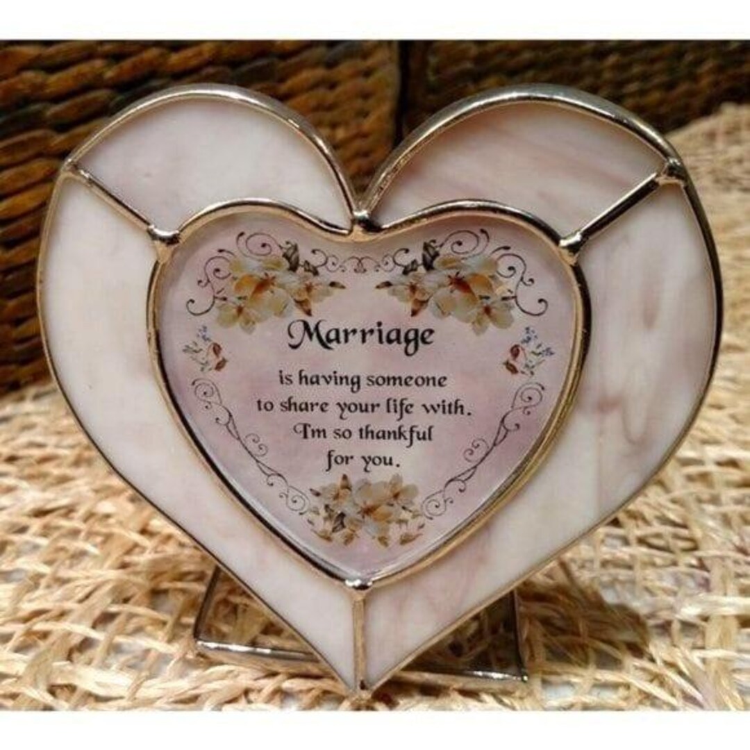 Vintage Marriage Poem Stained Glass Heart Votive Candle Holder, EUC - Etsy