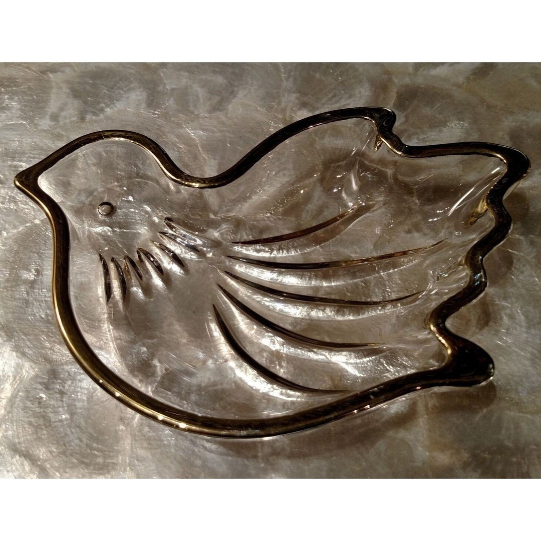 Vintage Mikasa Dove Candy Dish, Japan Crystal Golden Dove Sweet Dish ...