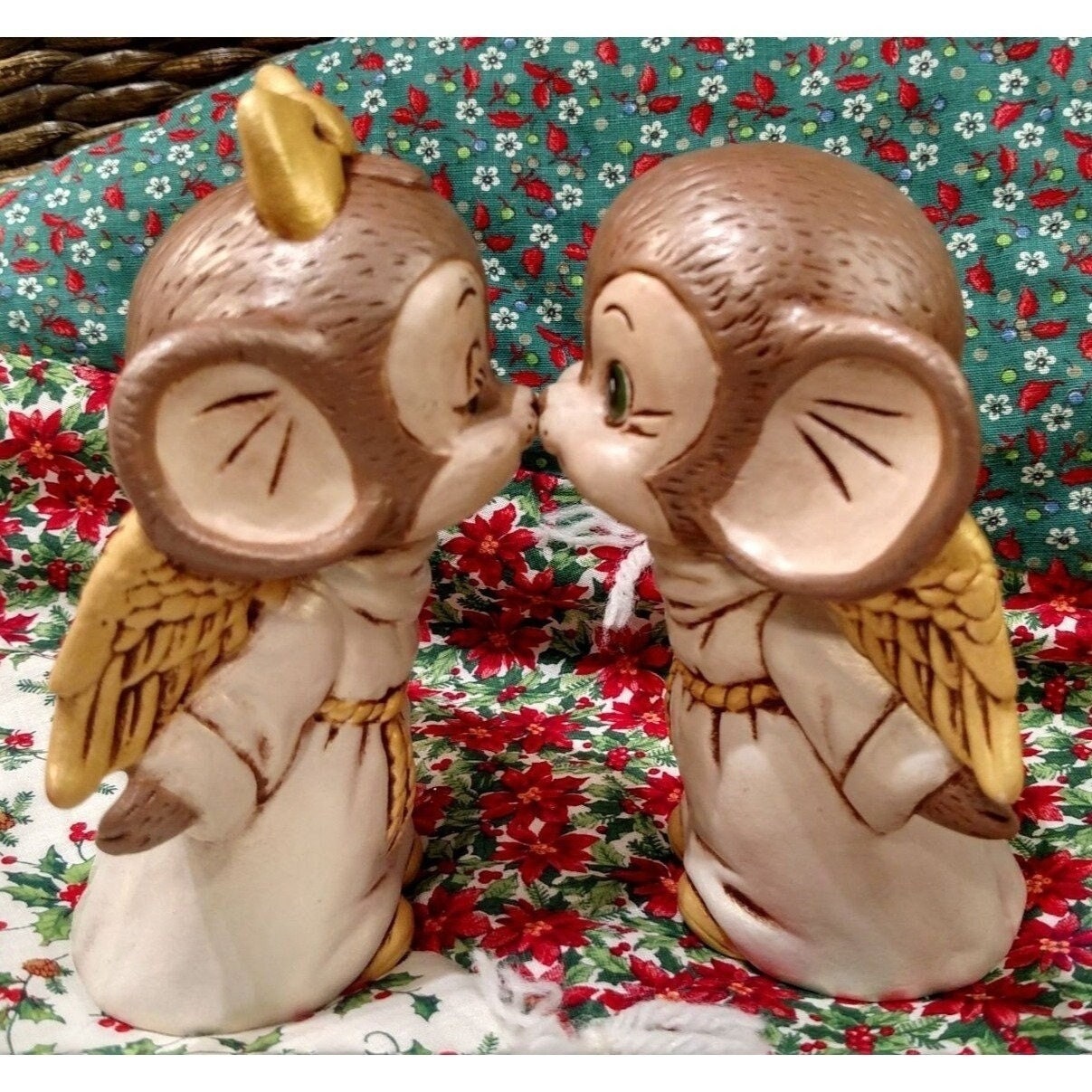 Kissing Mice Angels, Boy and Girl, Ceramic Hand Painted, EUC - Etsy