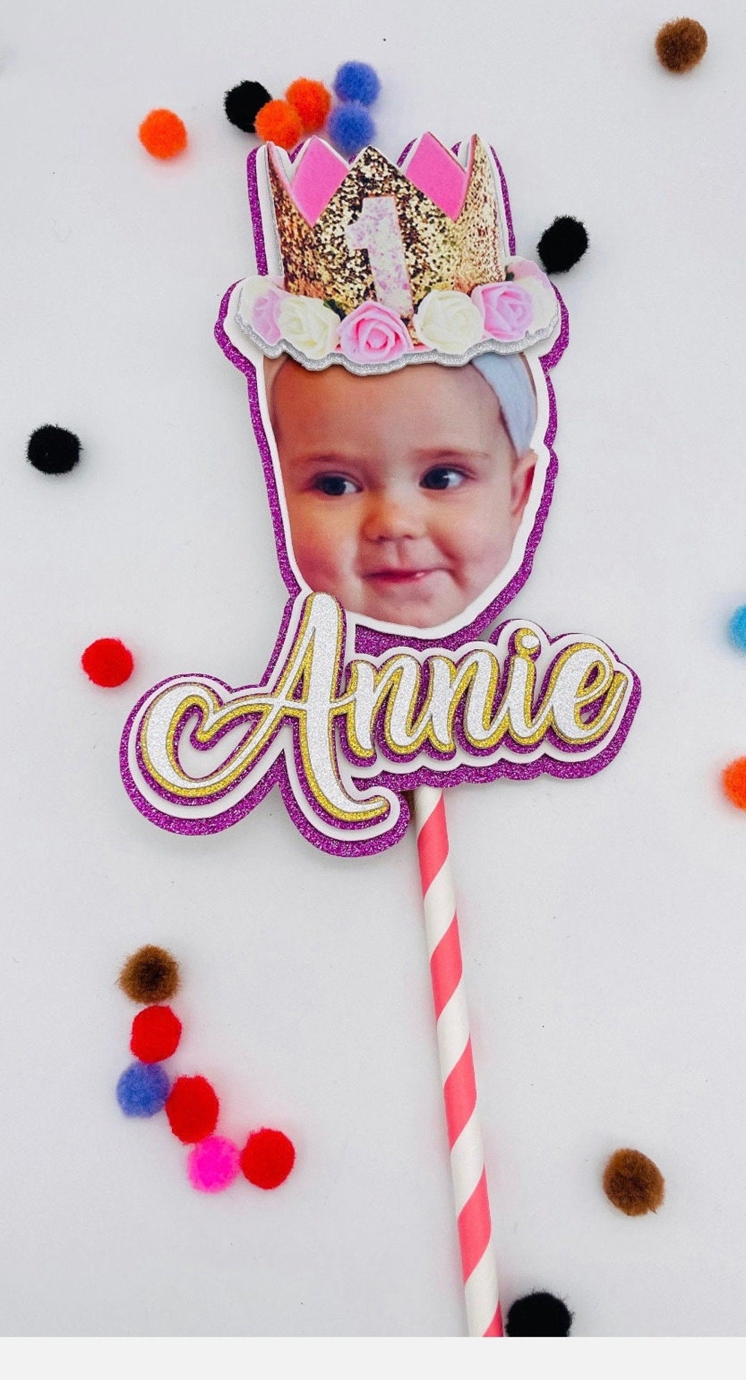 Personalized Photo Crown Cake Topper: Birthday Party Decoration - Etsy