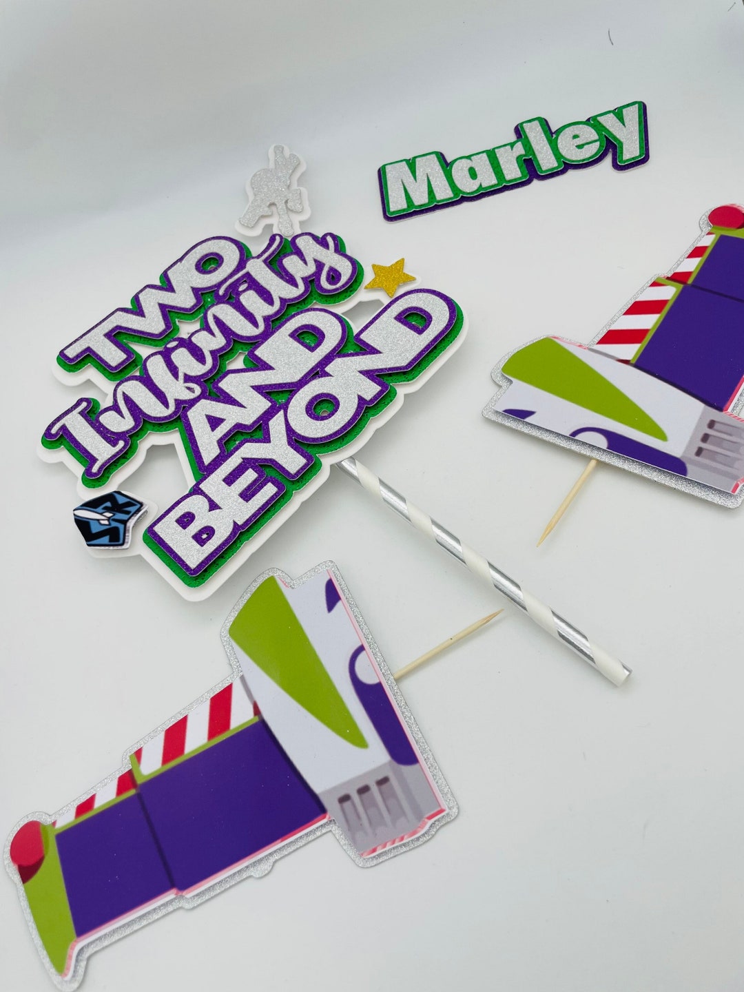 Two Infinity and Beyond Birthday Cake Topper With Name Cake Charm ...