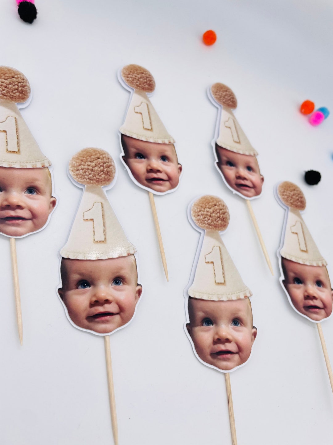 First Birthday Cupcake Topper With Photo, Cupcake Topper With Face ...