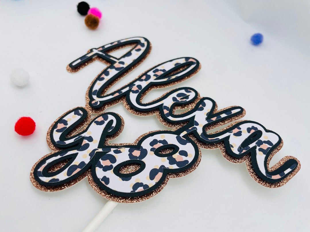 Leopard Print Cake Topper For Birthday Cake Personalised Cake Topper