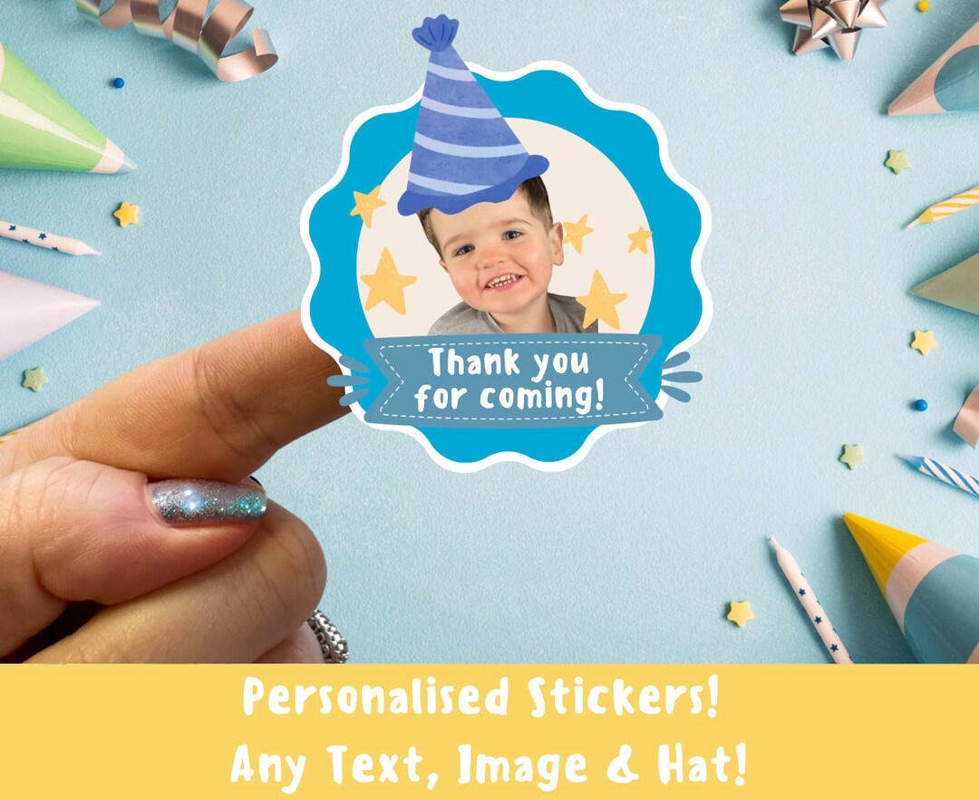 Personalized Birthday Stickers With Photo: Custom Party Favor Stickers ...