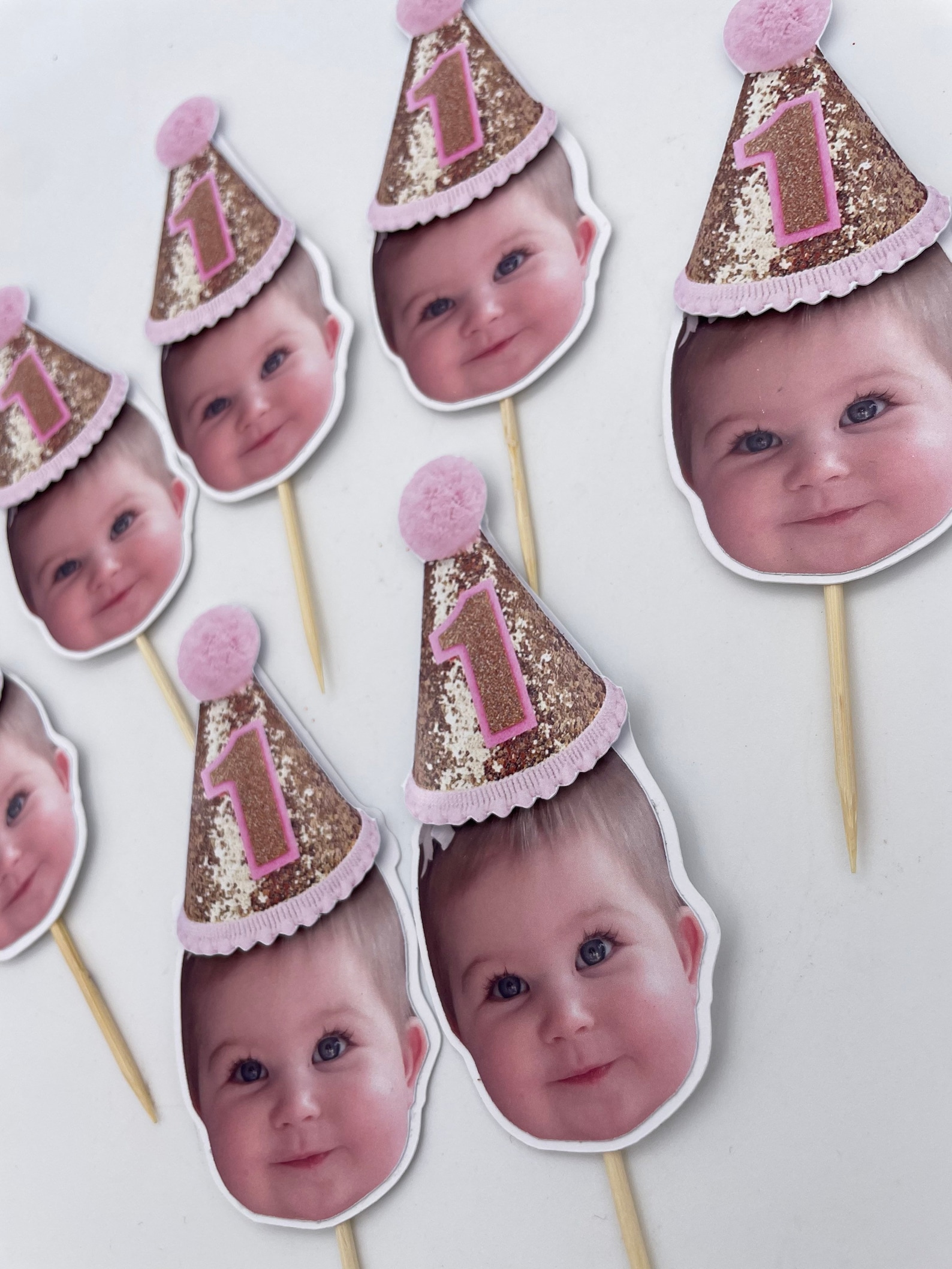 First Birthday Cupcake Topper With Photo Cupcake Topper With - Etsy UK