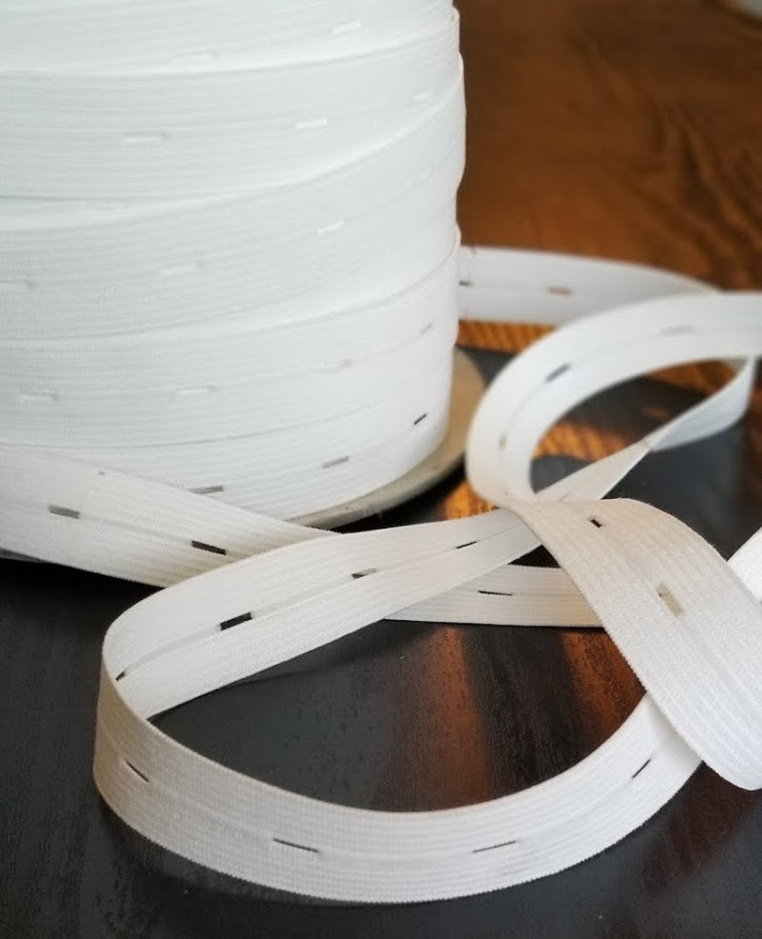 3/4" White or Black Button Hole Elastic - 10 Yards - Stretchy Elastic ...