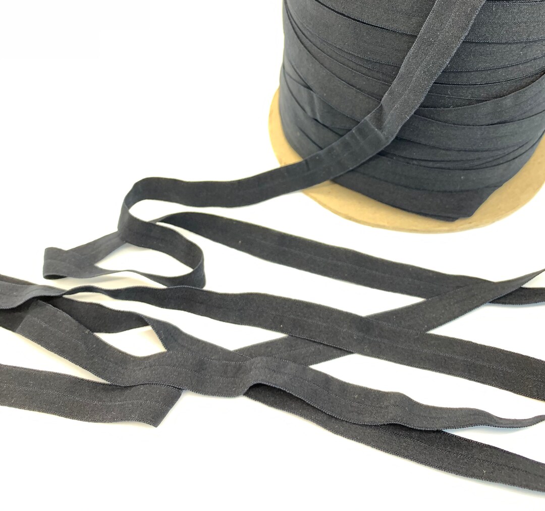 1/2" Fold Over Elastic - 10 Yards - Black - Soft Elastic - Headband ...
