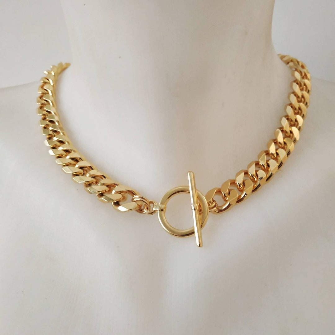 Wide Cuban Chain Necklace, Gold Chain Necklace - Etsy