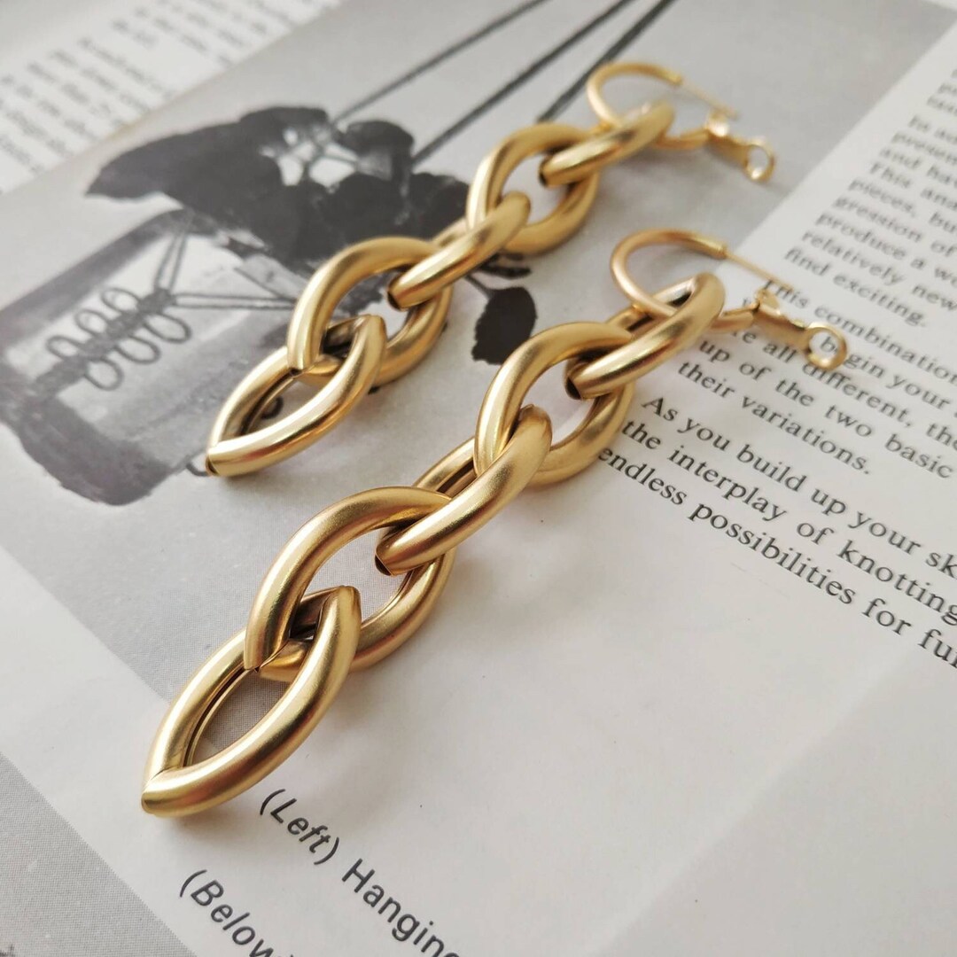 Gold Chain Earrings, Gold Drop Earrings, Statement Earrings - Etsy