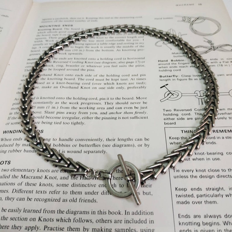 Silver Chain Necklace With Toggle Bar Clasp, Oxidized Silver Choker - Etsy