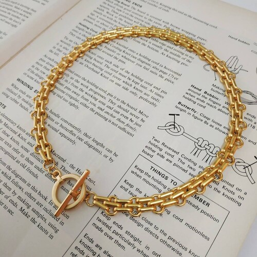 Statement Link Necklace Gold Curb Necklace Medallion - Etsy