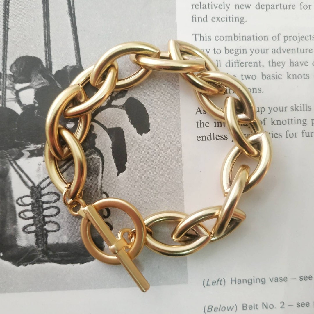 Gold Chain Bracelet, Statement Bracelet, Toggle Bracelet Gold - Etsy
