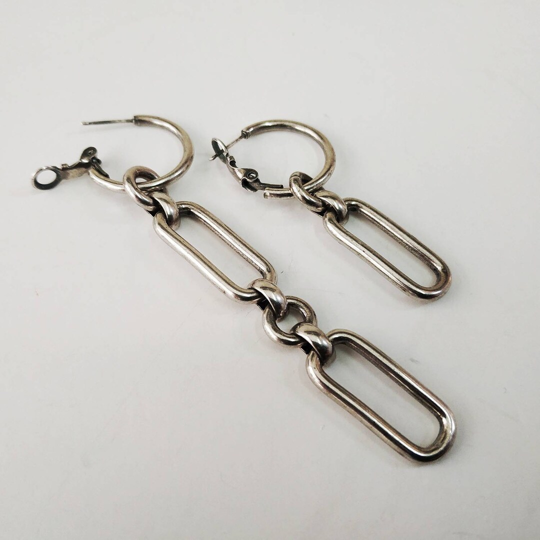 Asymmetric Chain Earrings, Silver Chain Earrings - Etsy