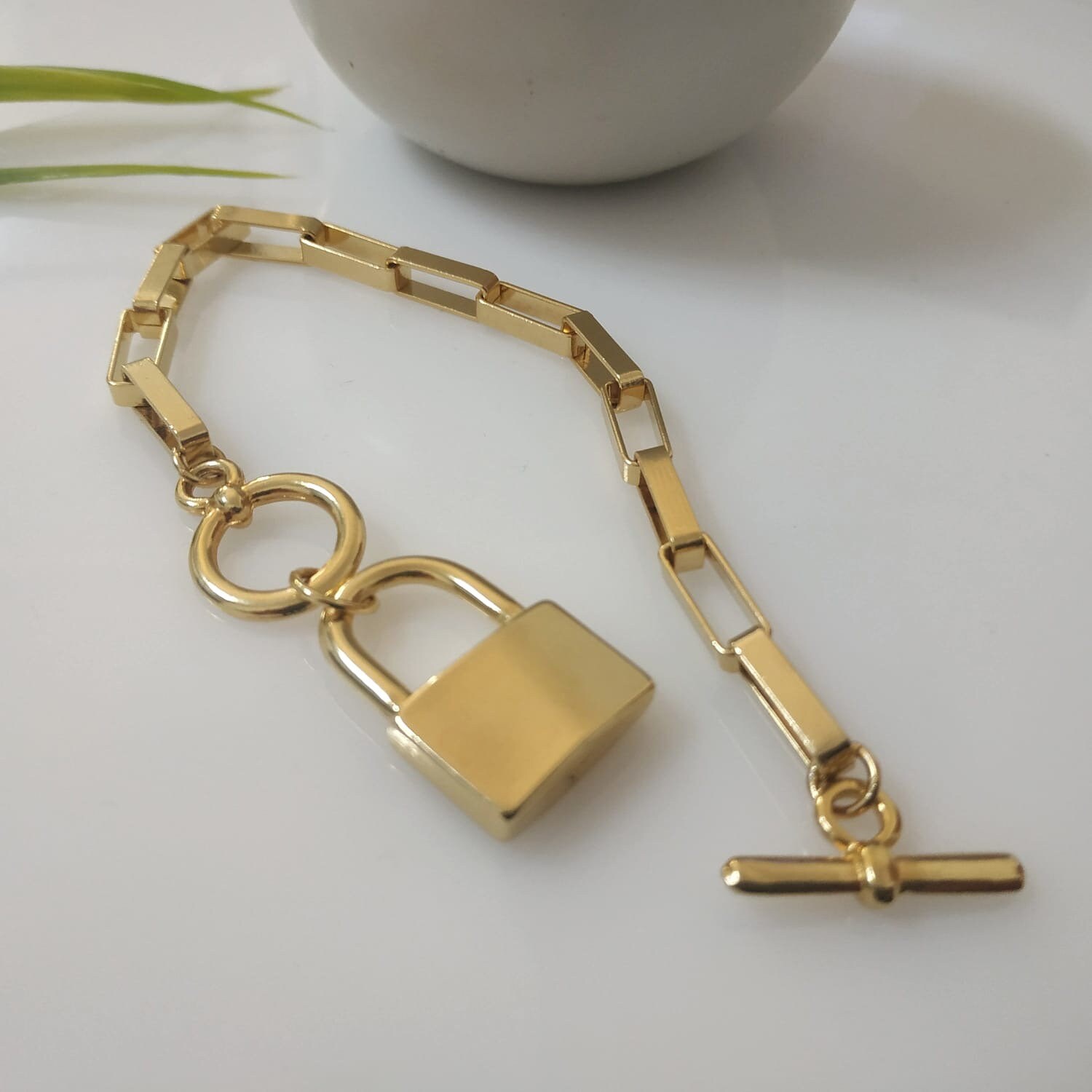 Trendy Lock Bracelet Gold Chain Bracelet - Etsy