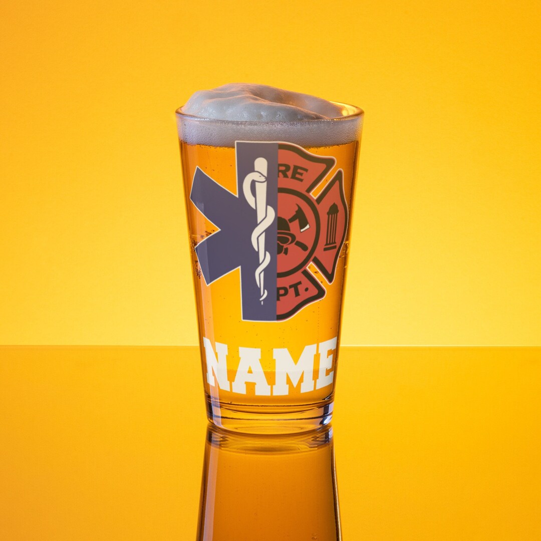 Personalized Firefighter EMT Glass Customized Firefighter EMS Pint ...