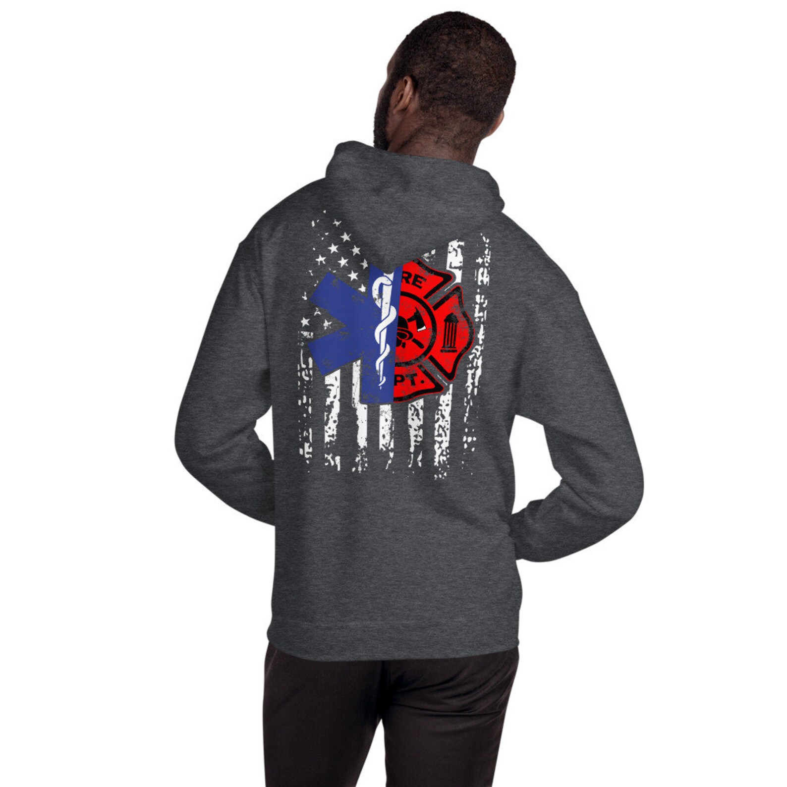Emt Firefighter Hoodie Firefighter Emt American Flag Gift Hoodie Ems ...