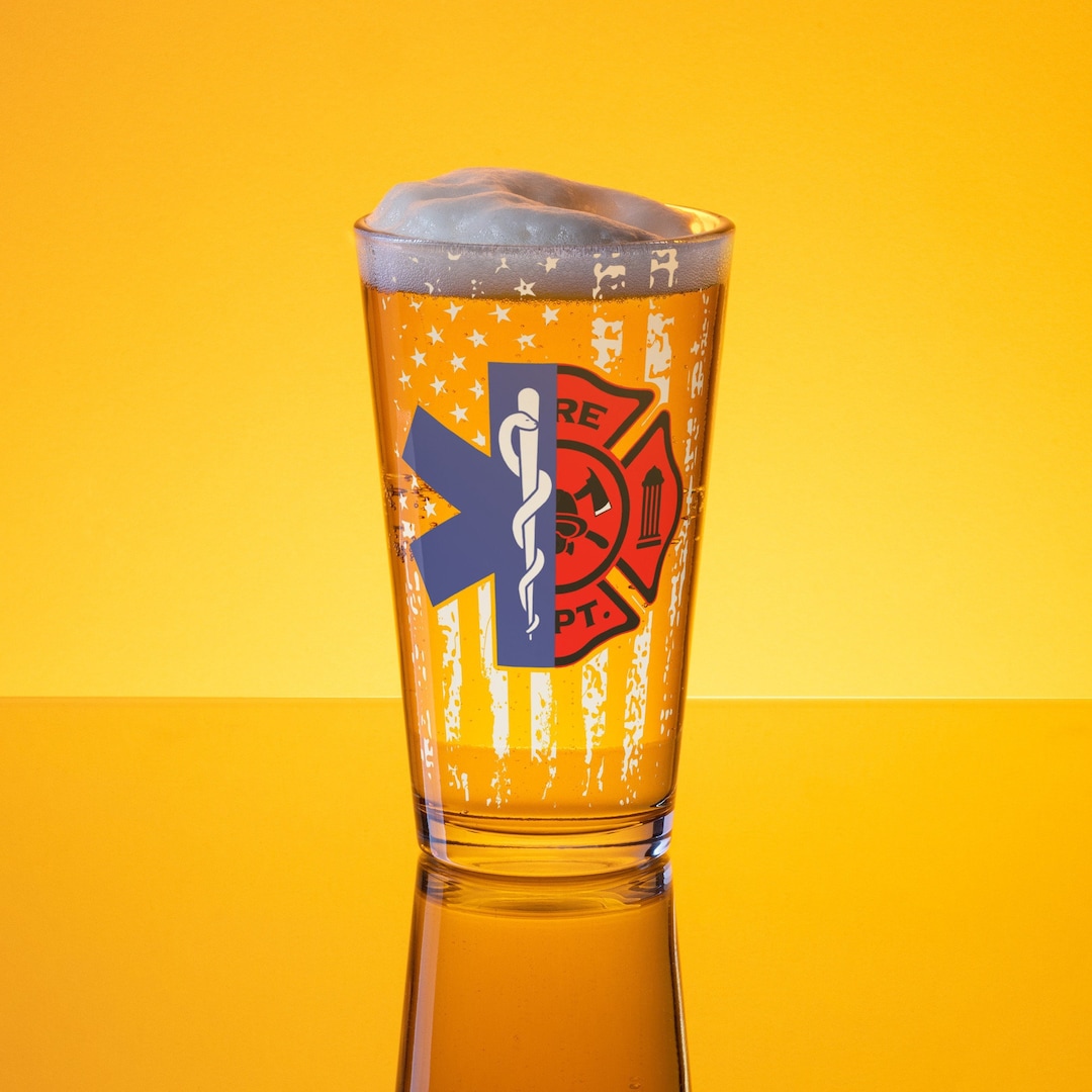 Firefighter EMT Glass Firefighter EMS Beer Glass Paramedic Firefighting ...