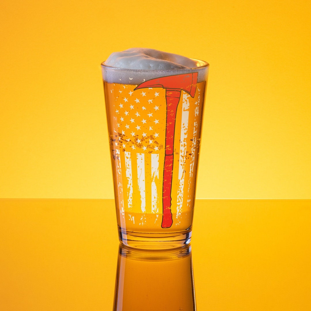 Firefighter Beer Glass Fireman Glass Firefighter Gift Fire Department ...
